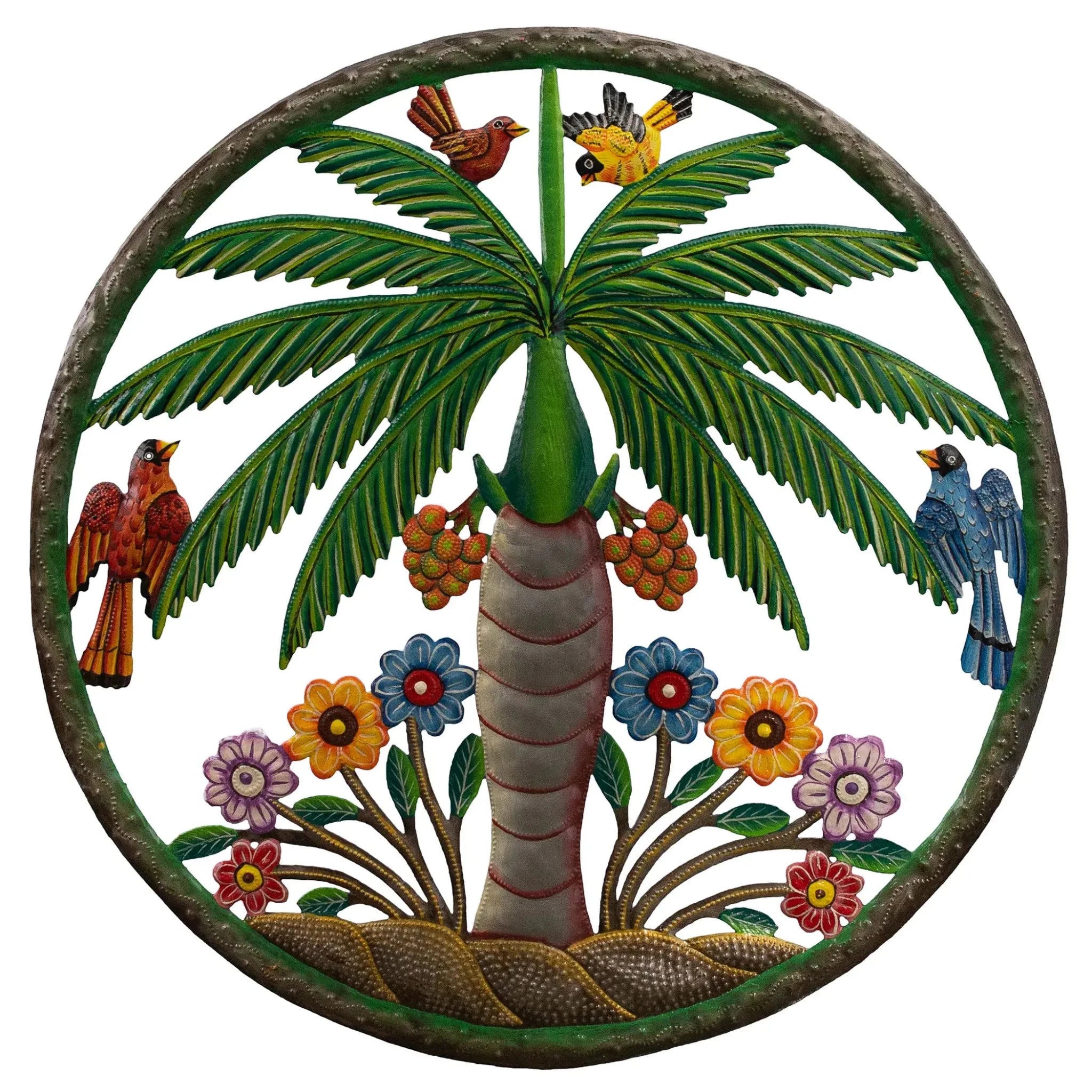 Painted Palm Wall Decor with Border – Nobiliving